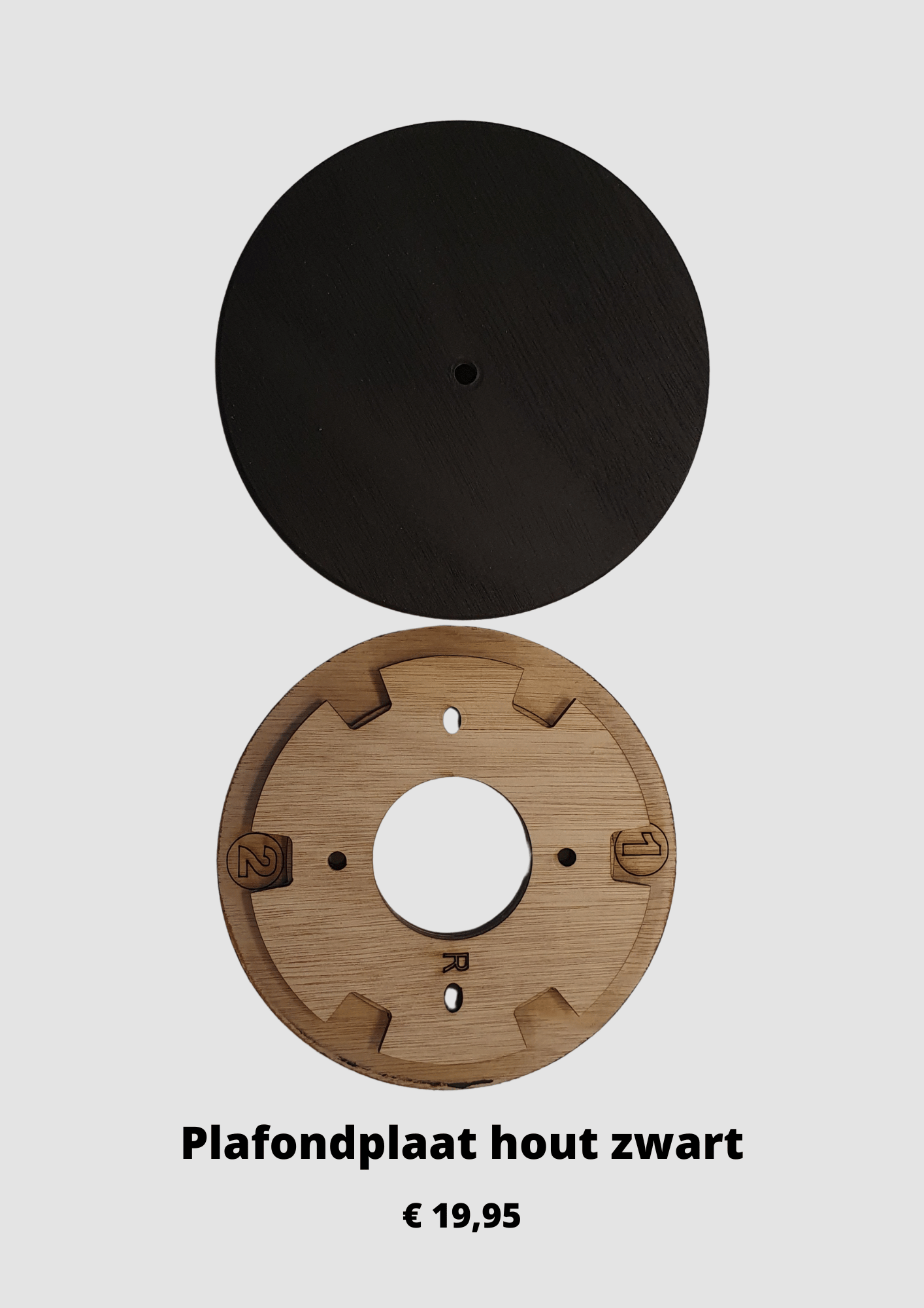 Olivios Design Plafondplaat hout zwart met bajonetsluiting voor makkel